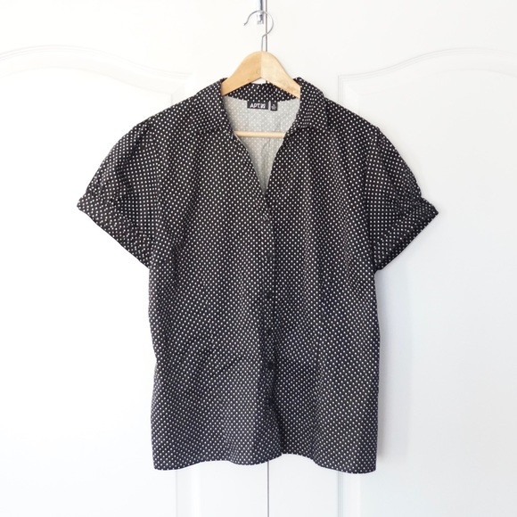 Tops | Rockabilly Goth Blouse Puff Sleeve Polkadots Xl | Poshmark